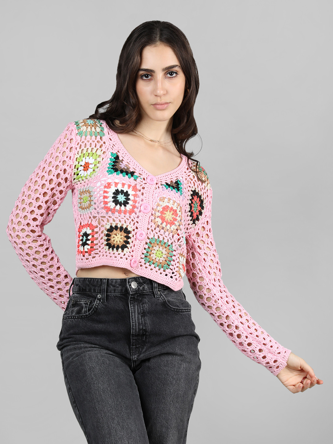 Buy Dlanxa Pink Floral Self Design Acrylic Top - Tops for Women ...