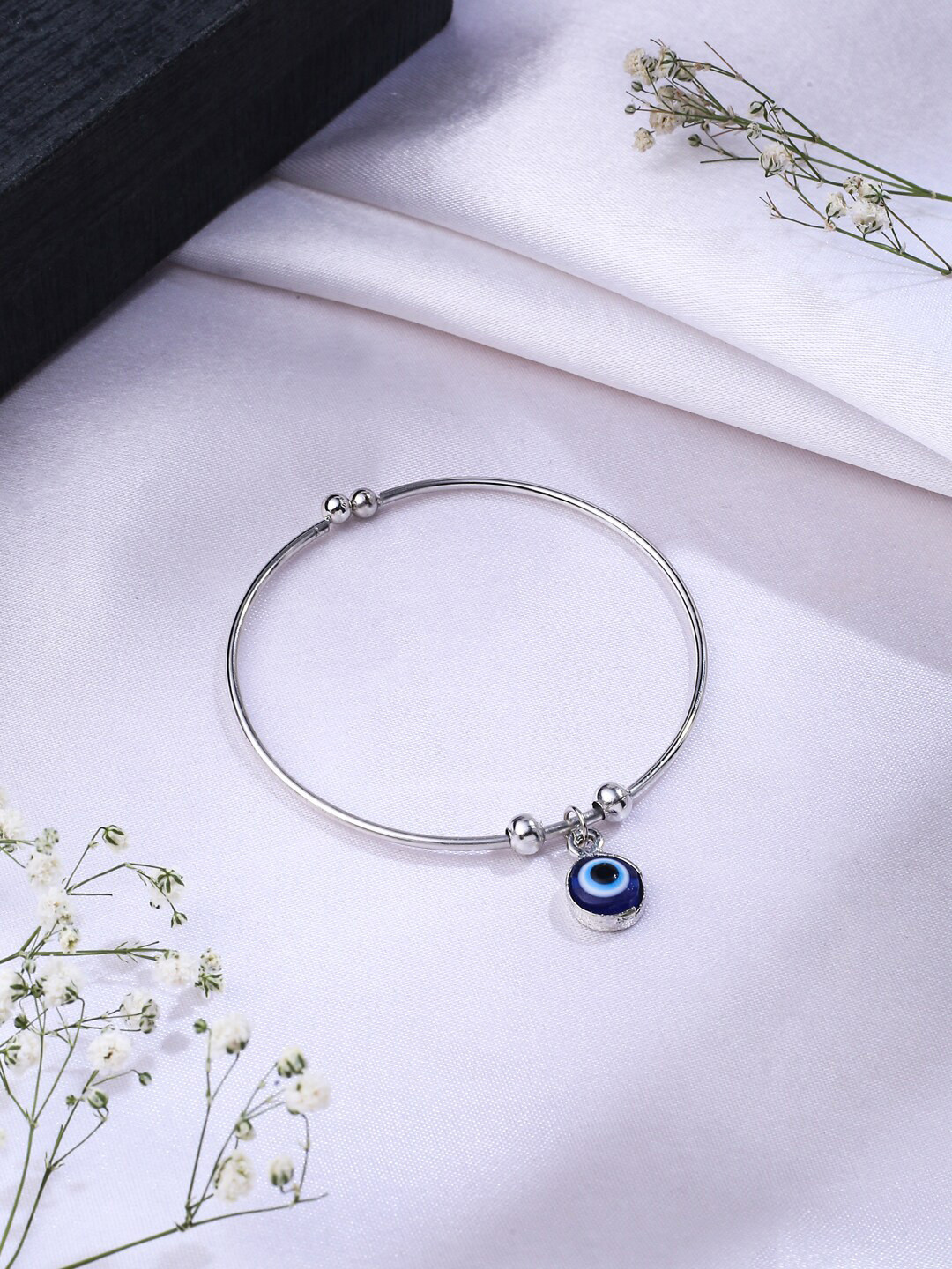 Buy NVR Women Silver Plated Evil Eye Bangle Style Bracelet - Bracelet ...