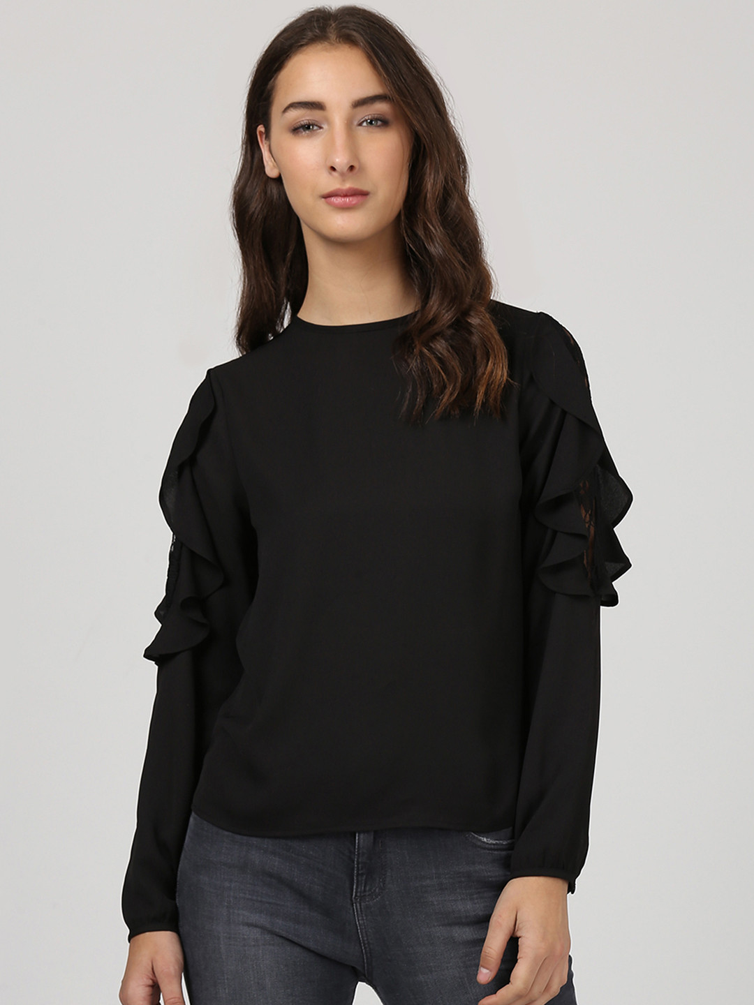 Buy Harpa Women Black Solid Top - Tops for Women 2347388 | Myntra