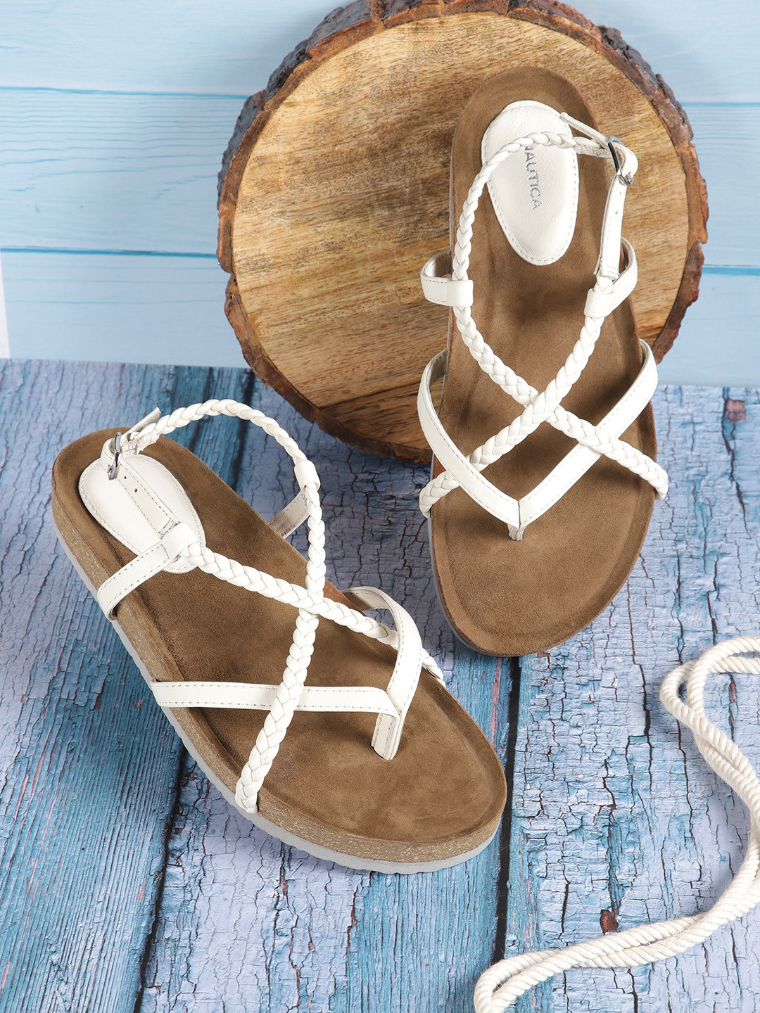 Buy Nautica Women Braided Detail Open Toe Flats - Flats for Women ...