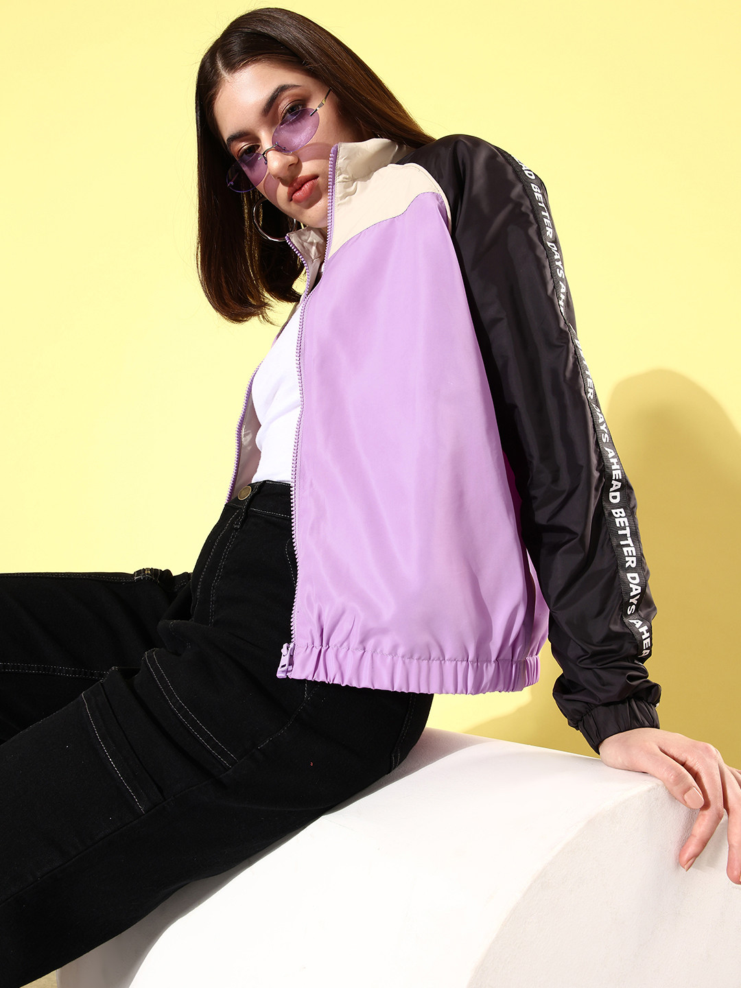 Buy Mast & Harbour Colourblocked Mock Collar Sporty Jacket - Jackets ...