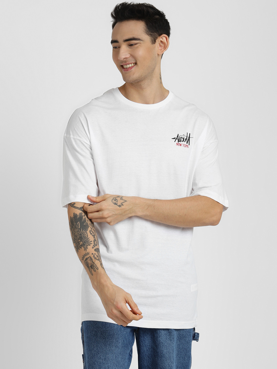 Buy ALCOTT Men Brand Logo Printed Pure Cotton T Shirt - Tshirts for Men ...