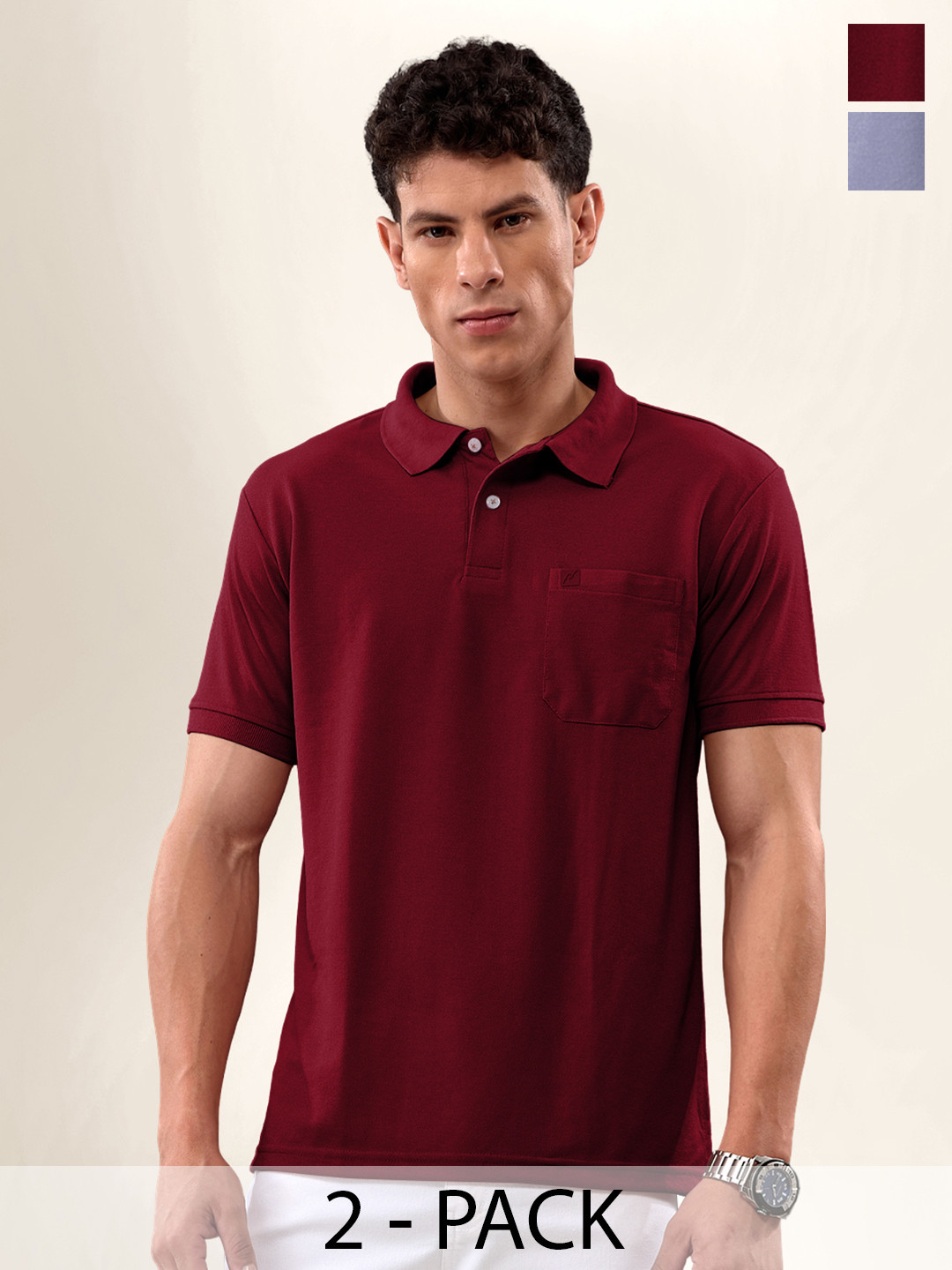 Buy LUX NITRO Pack Of 2 Polo Collar Anti Odour T Shirts - Tshirts for ...