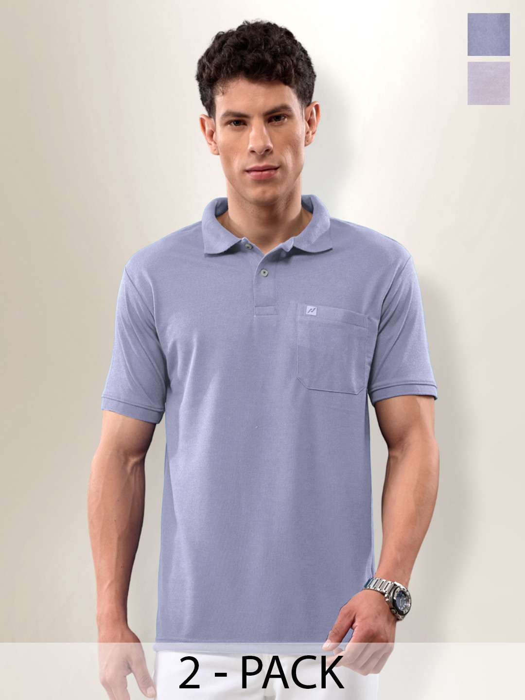 Buy LUX NITRO Pack Of 2 Polo Collar Anti Odour Cotton Blend Sports T ...