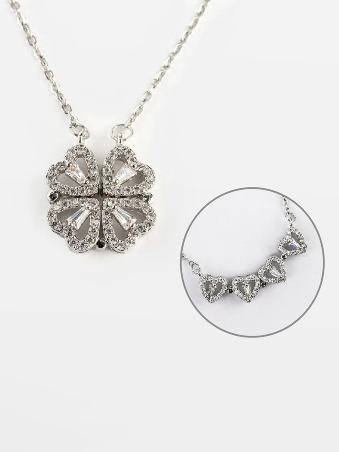 Buy SALTY Silver Plated Heart Magnetic Necklace - Necklace And Chains ...
