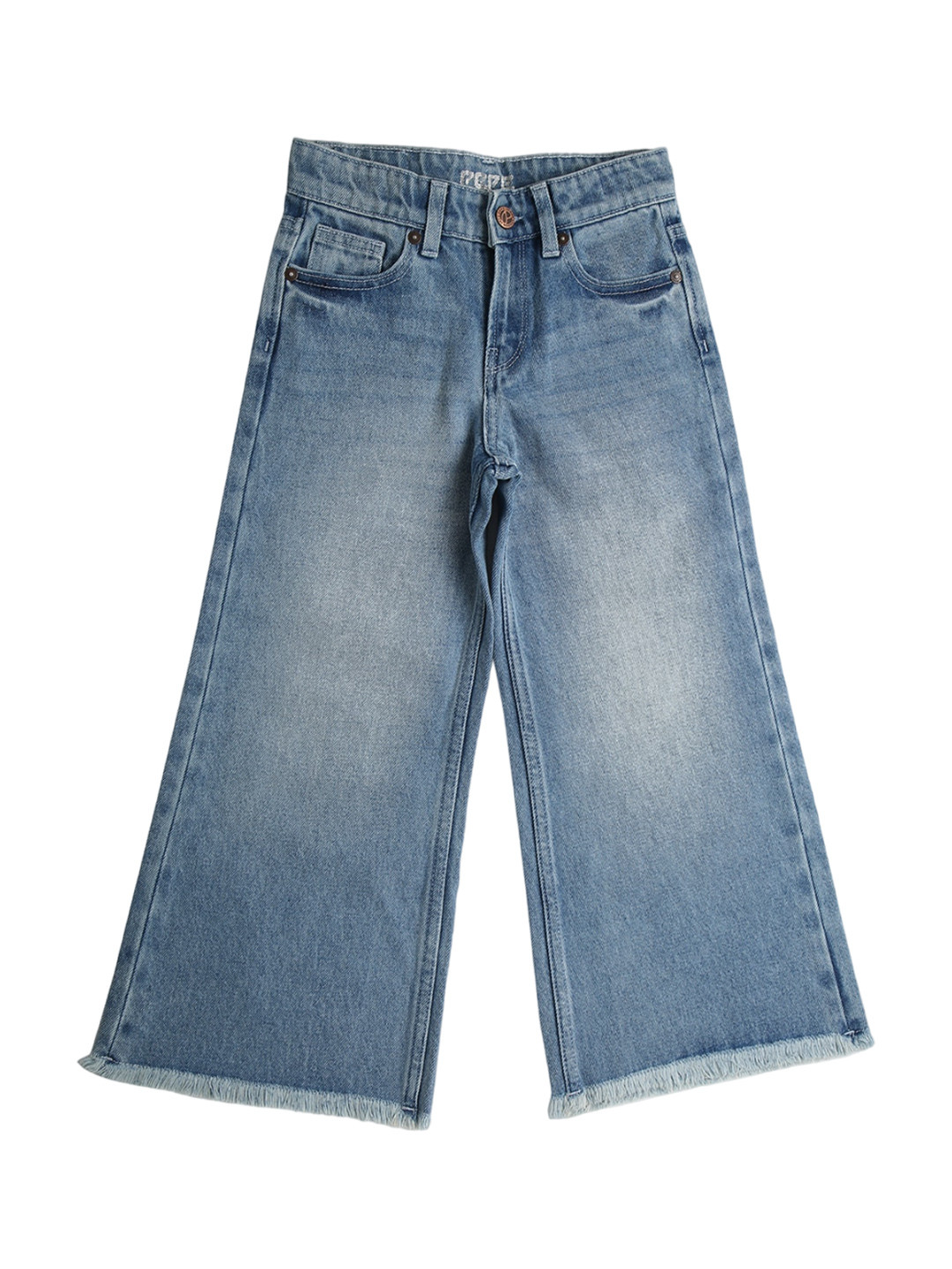 Buy Pepe Jeans Girls Wide Leg High Rise Heavy Fade Stretchable Jeans ...
