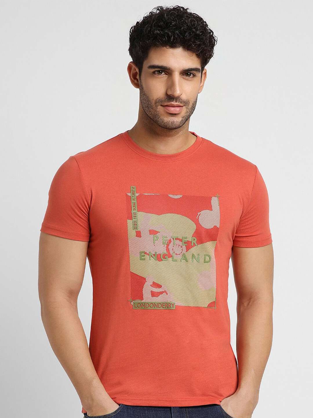 Buy Peter England Casuals Printed Slim Fit T Shirt - Tshirts for Men ...