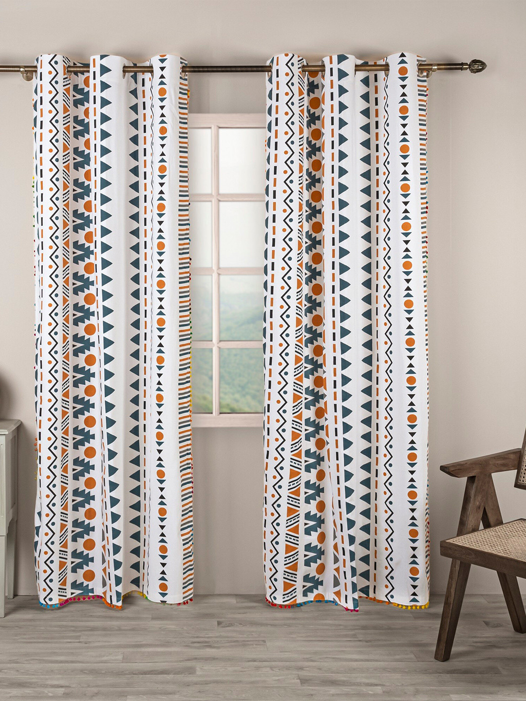 Buy HOMEMONDE Pack Of 2 Tribal Printed Decorative Door Curtains With ...