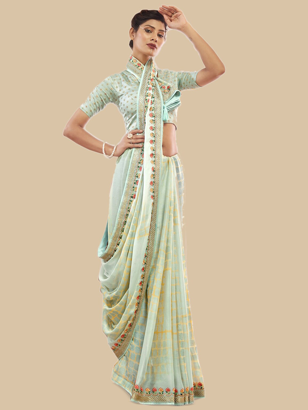 Buy Triveni Floral Embroidered Brasso Saree - Sarees for Women 23489190 ...