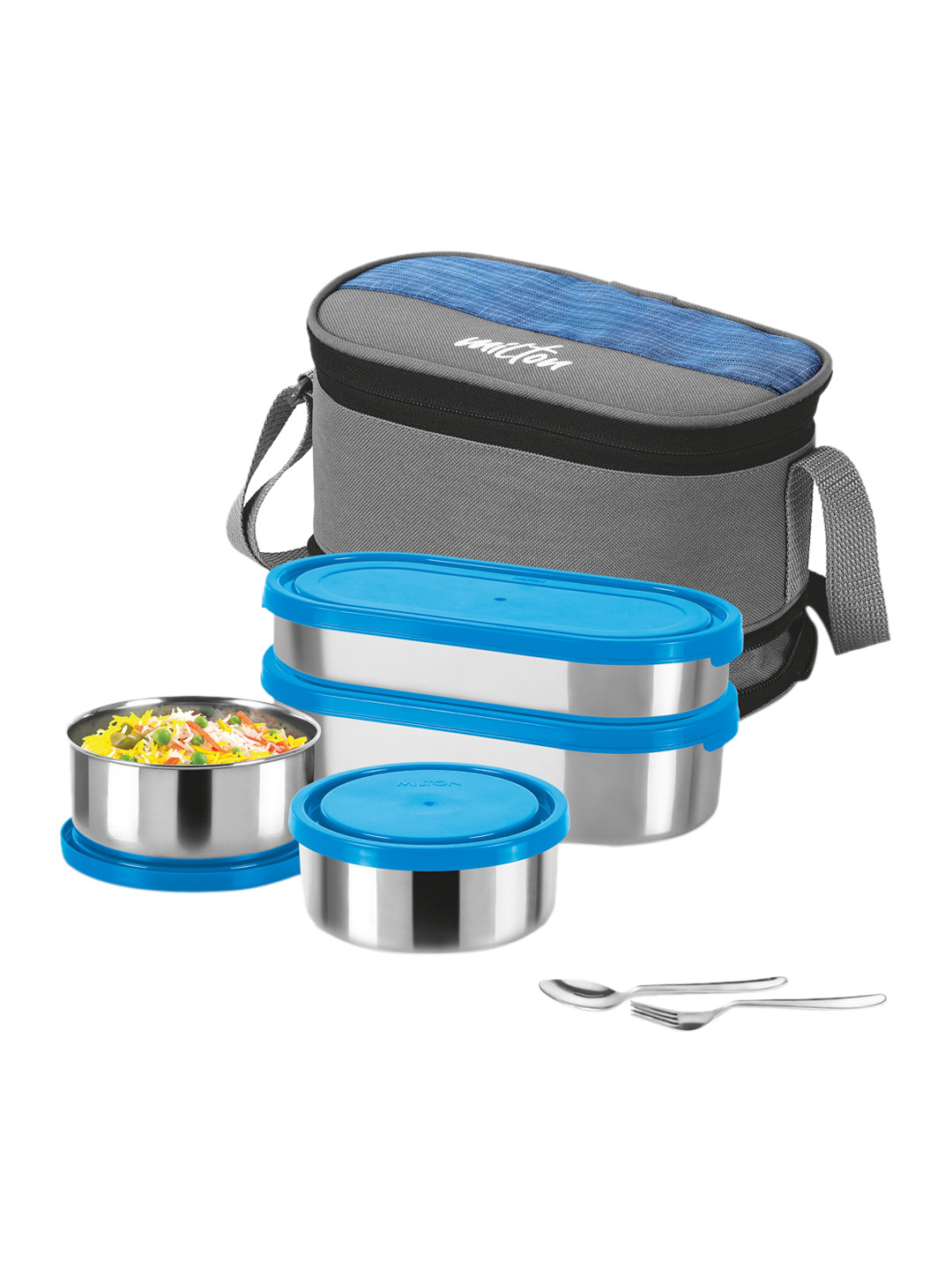 Buy Milton Blue Triple Decker Stainless Steel Lunch Box With Insulated ...