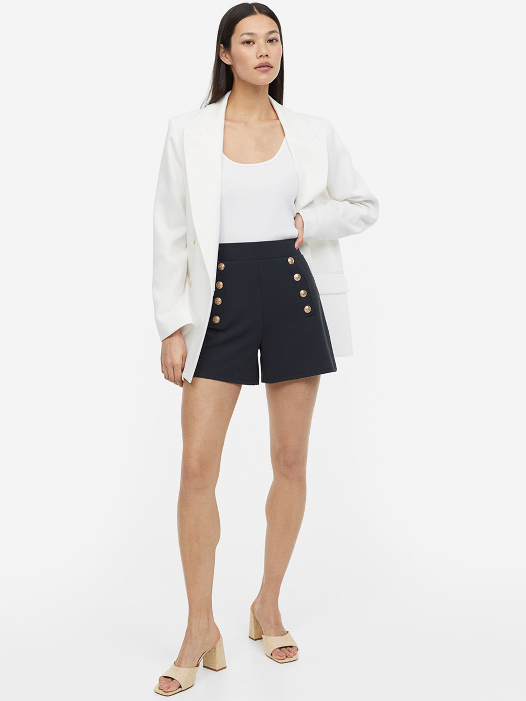 Buy H&M Women Button Front Shorts - Shorts for Women 23498748 | Myntra