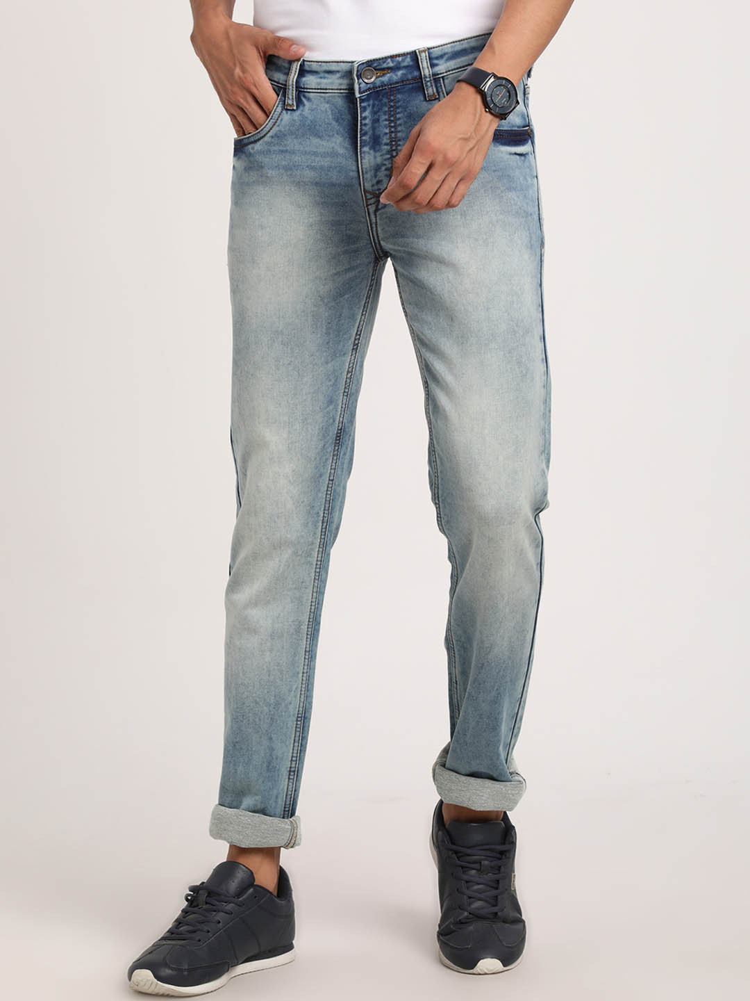 Buy Turtle Men Clean Look Narrow Tapered Fit Heavy Fade Stretchable ...