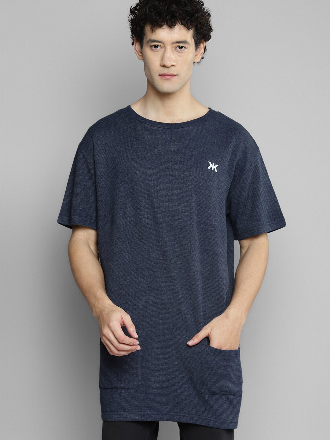 Buy Kook N Keech Navy Blue Round Neck Cotton Loose T Shirt - Tshirts ...