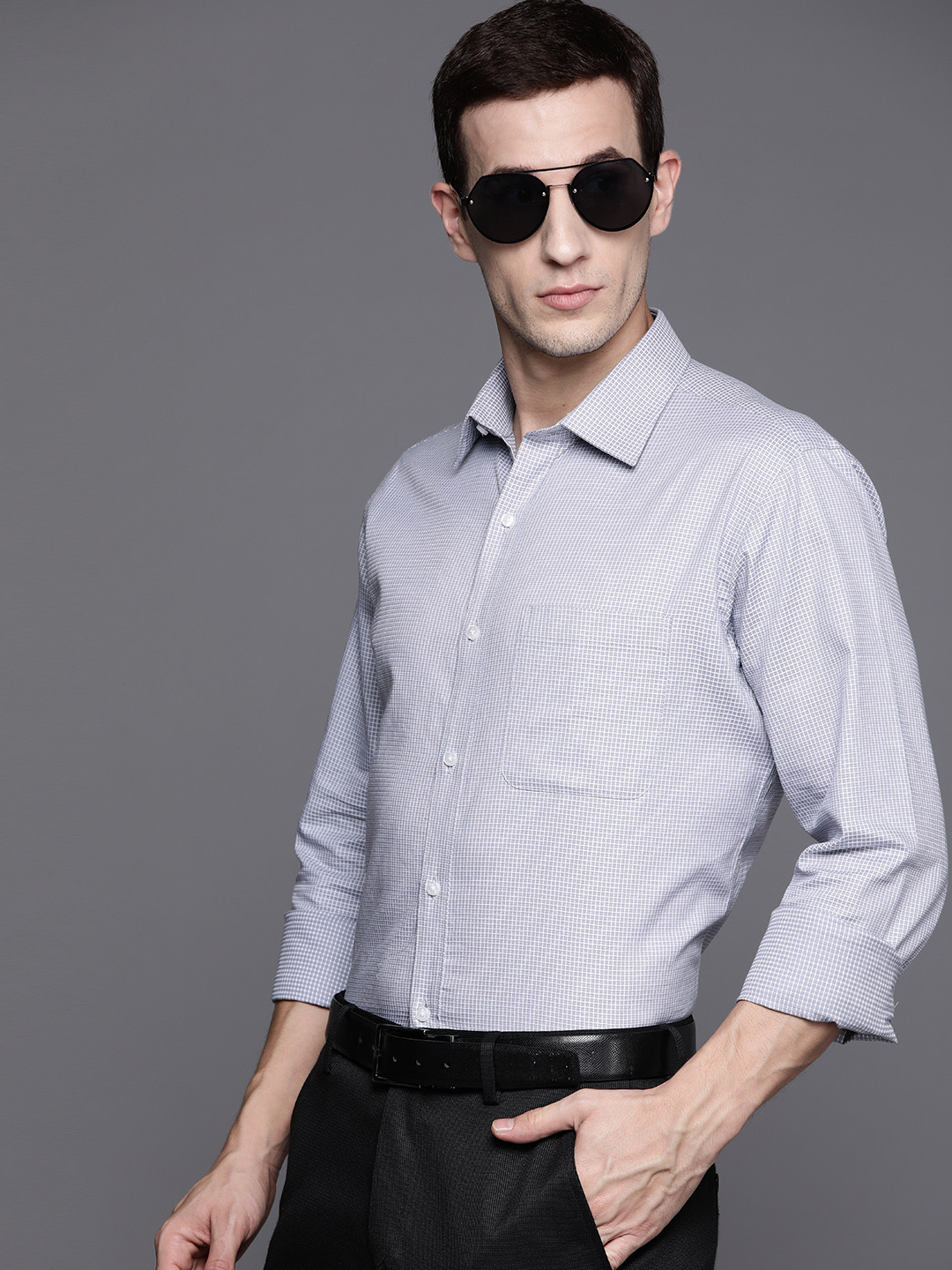 Buy Raymond Pure Cotton Slim Fit Checked Formal Shirt - Shirts for Men ...