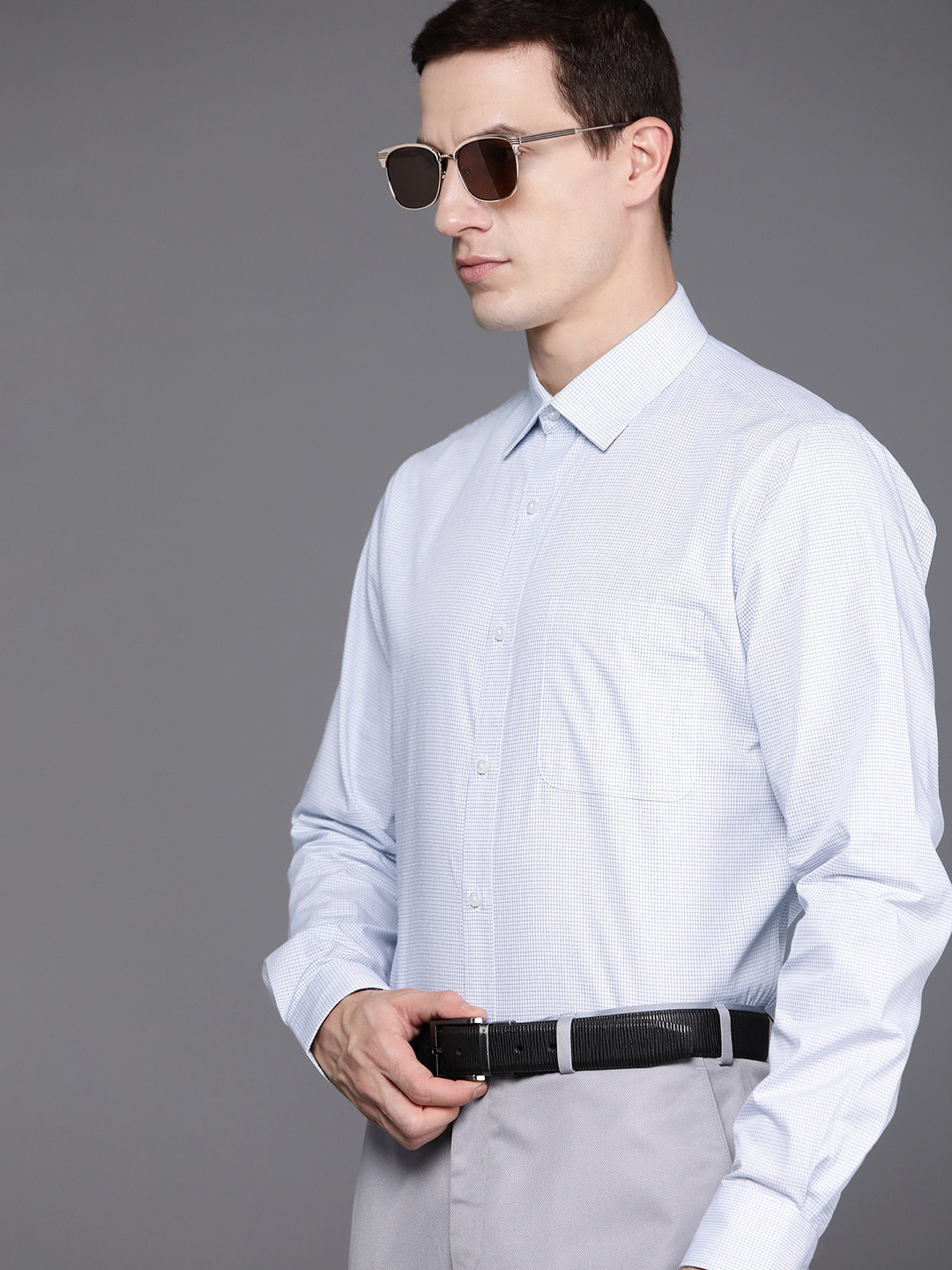 Buy Raymond Pure Cotton Slim Fit Micro Checked Formal Shirt - Shirts ...
