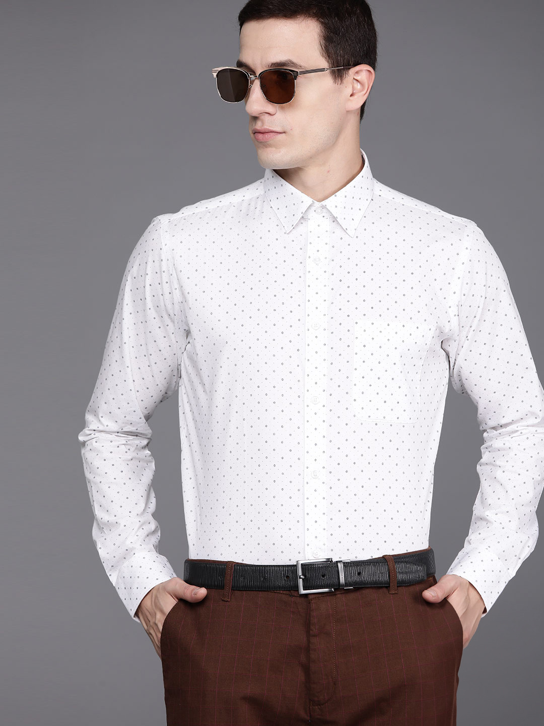 Buy Raymond Men Slim Fit Pure Cotton Printed Formal Shirt - Shirts for ...
