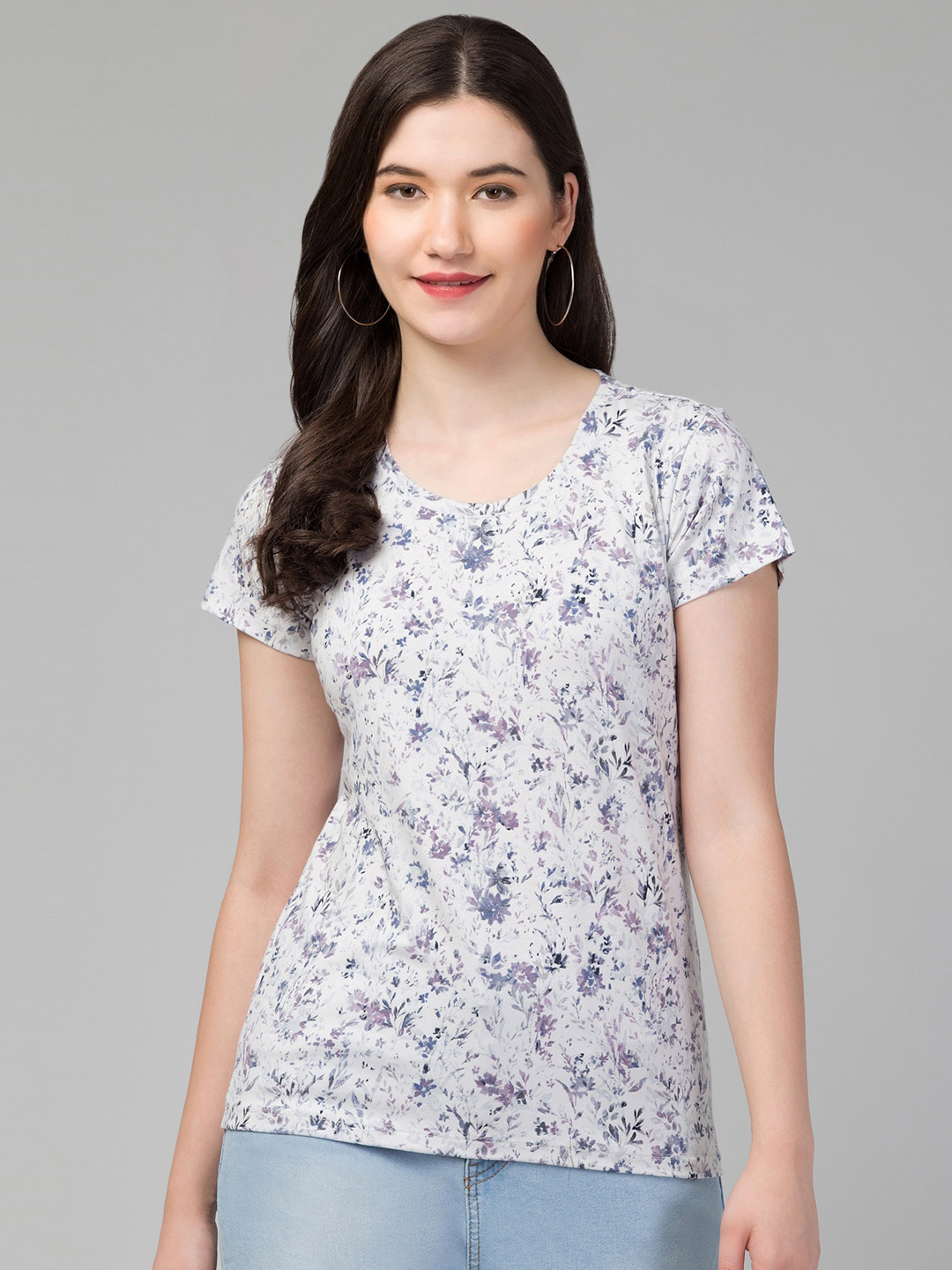 Buy Hive91 Floral Printed Round Neck Cotton T Shirt - Tshirts for Women 23505100 | Myntra