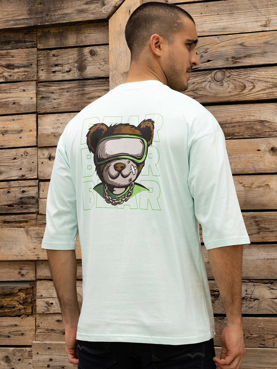 Buy Gavin Paris Graphic Placement & Back Print Pure Cotton Oversized T ...