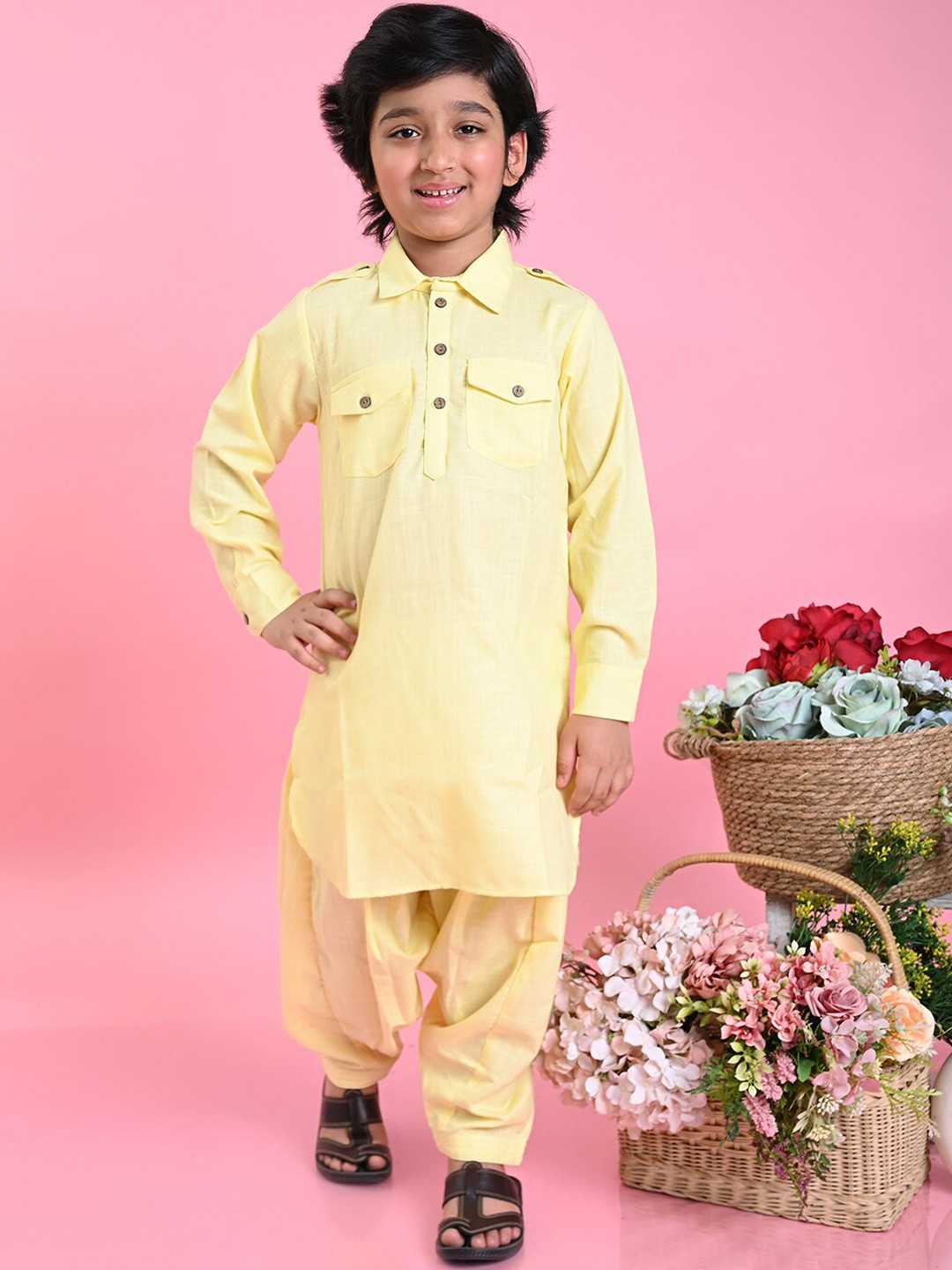 Buy SAKA DESIGNS Boys Shirt Collar Pathani Kurta With Salwar - Kurta ...