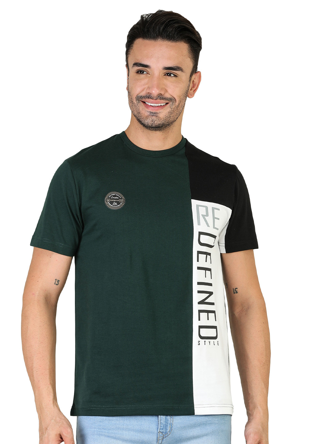 Buy TQS Colourblocked Slim Fit Opaque Cotton T Shirt - Tshirts for Men ...