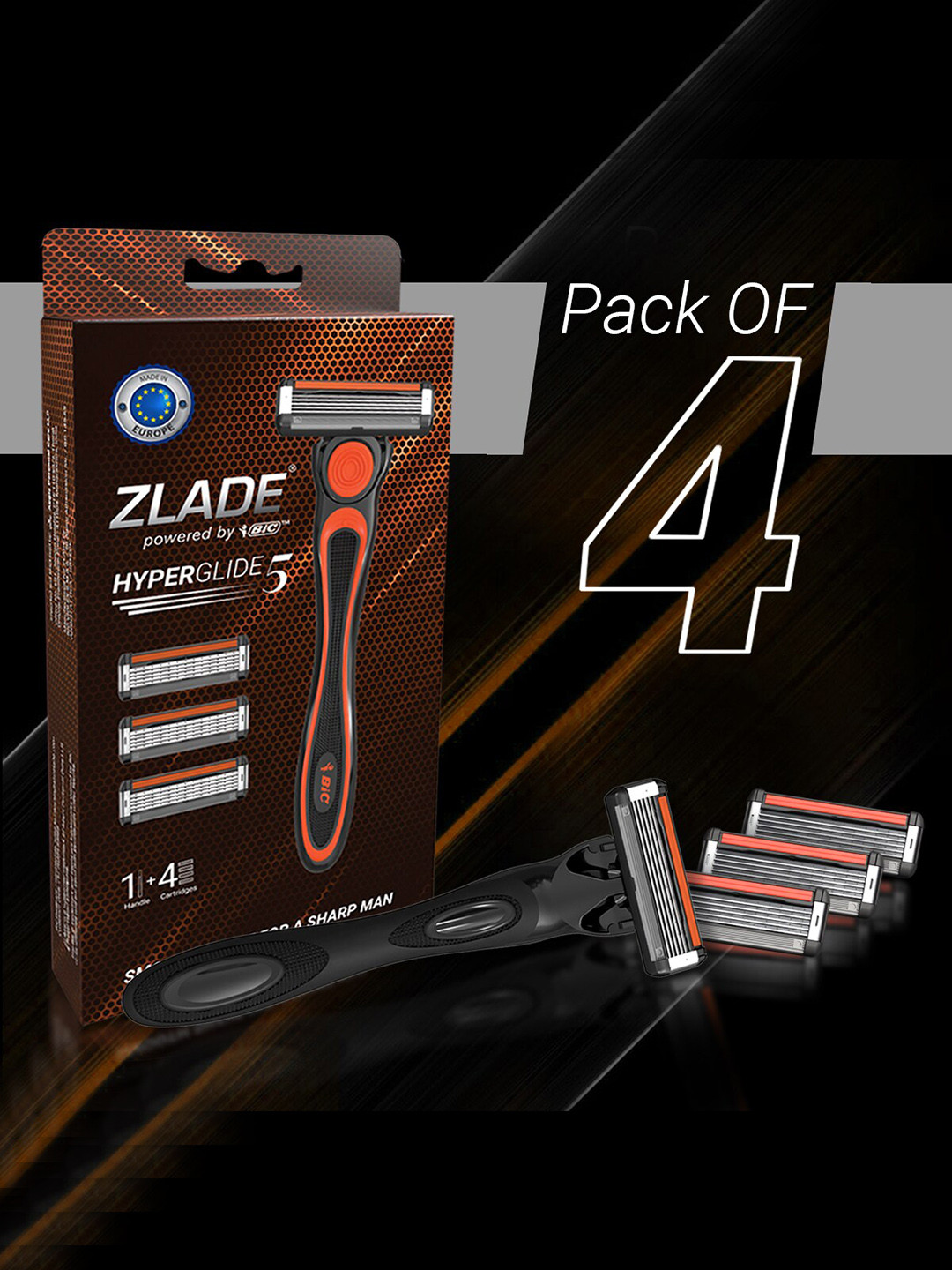 Buy ZLADE Men 1 Razor Handle & 4 Cartridges HyperGlide5 Advanced ...