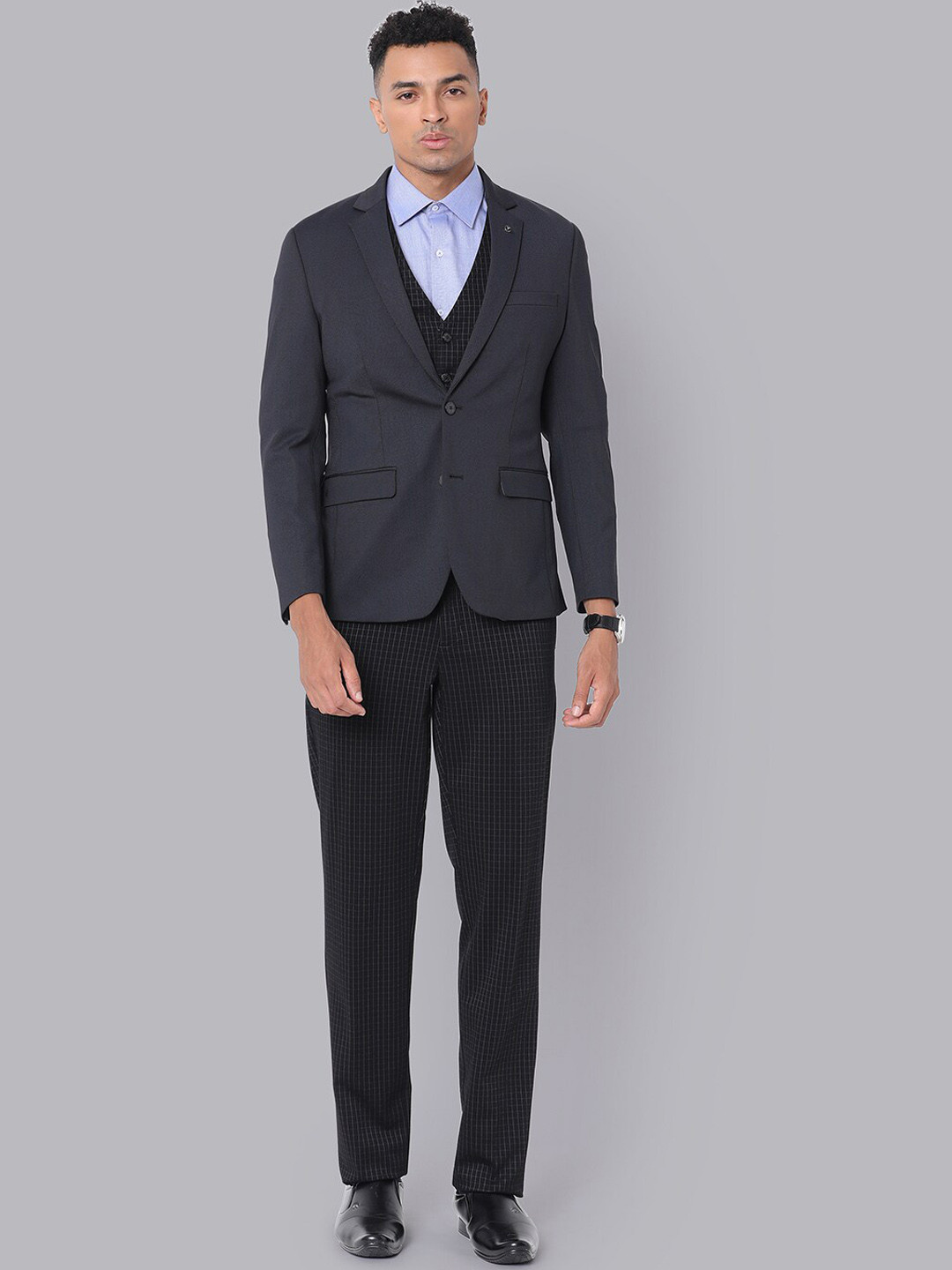 Buy Van Heusen Self Design Slim Fit Single Breasted 2 Piece Formal Suit ...