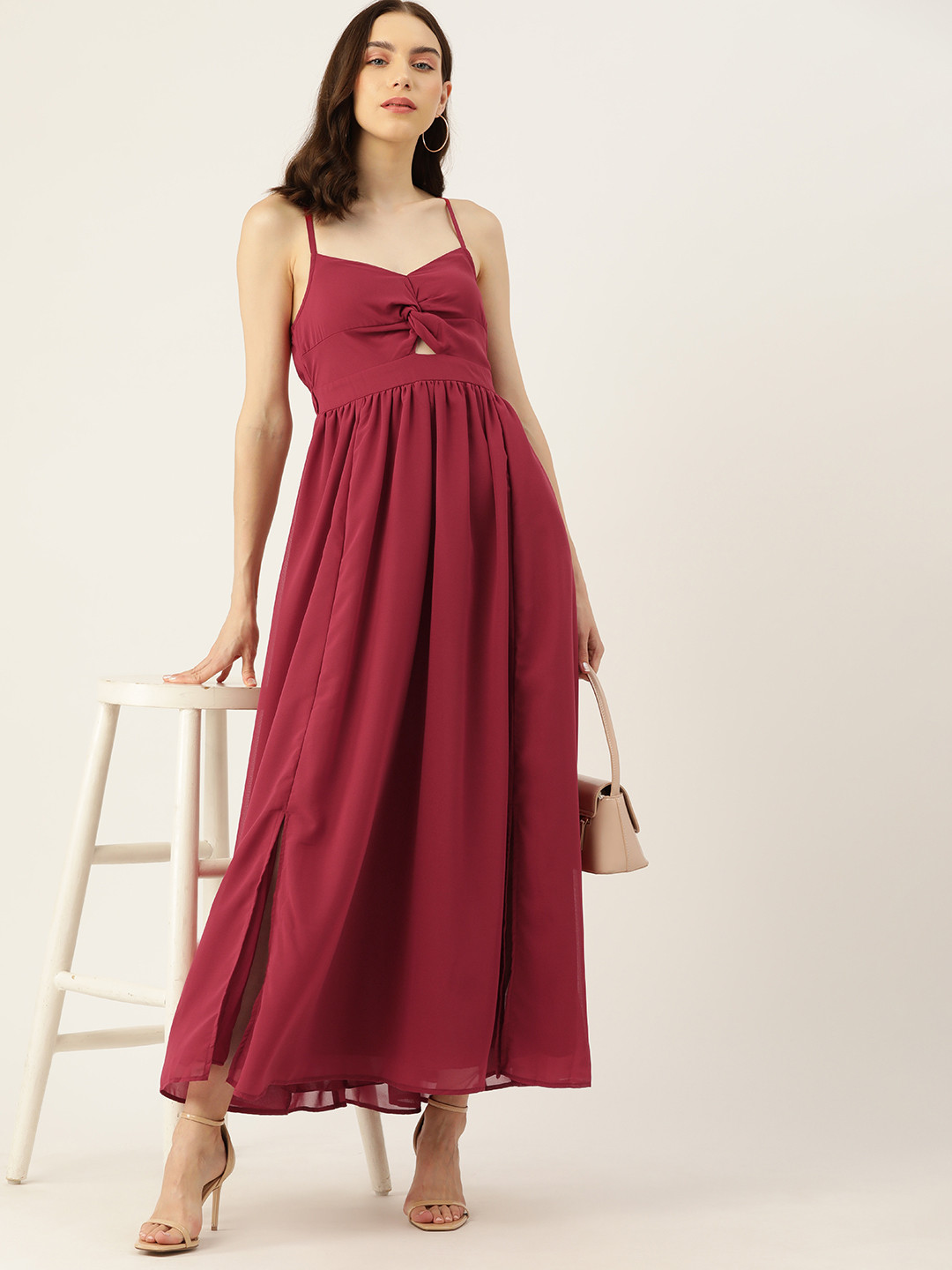 Buy DressBerry Twisted Cut Outs Slit A Line Maxi Dress - Dresses for ...