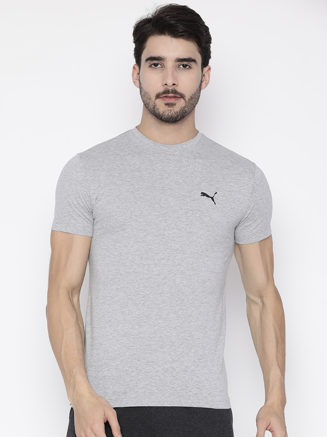 Buy Puma Men Grey Solid Round Neck T Shirt - Tshirts for Men 2351856 ...