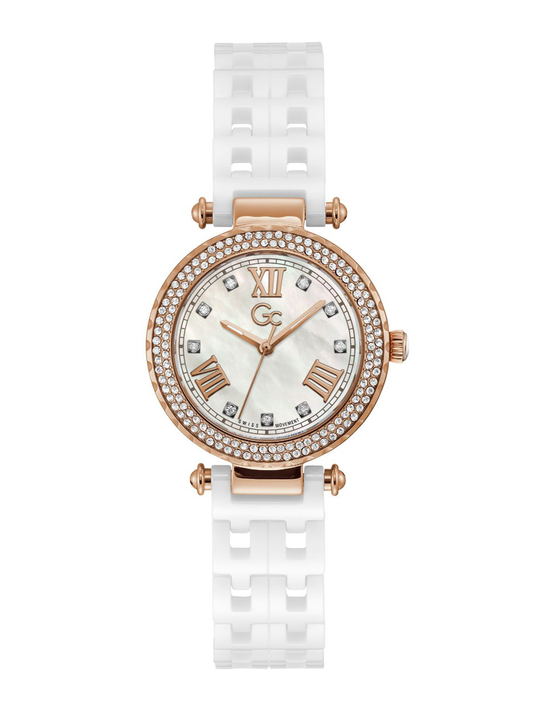 Buy GC Women Embellished Dial & White Ceramic Bracelet Style Straps ...