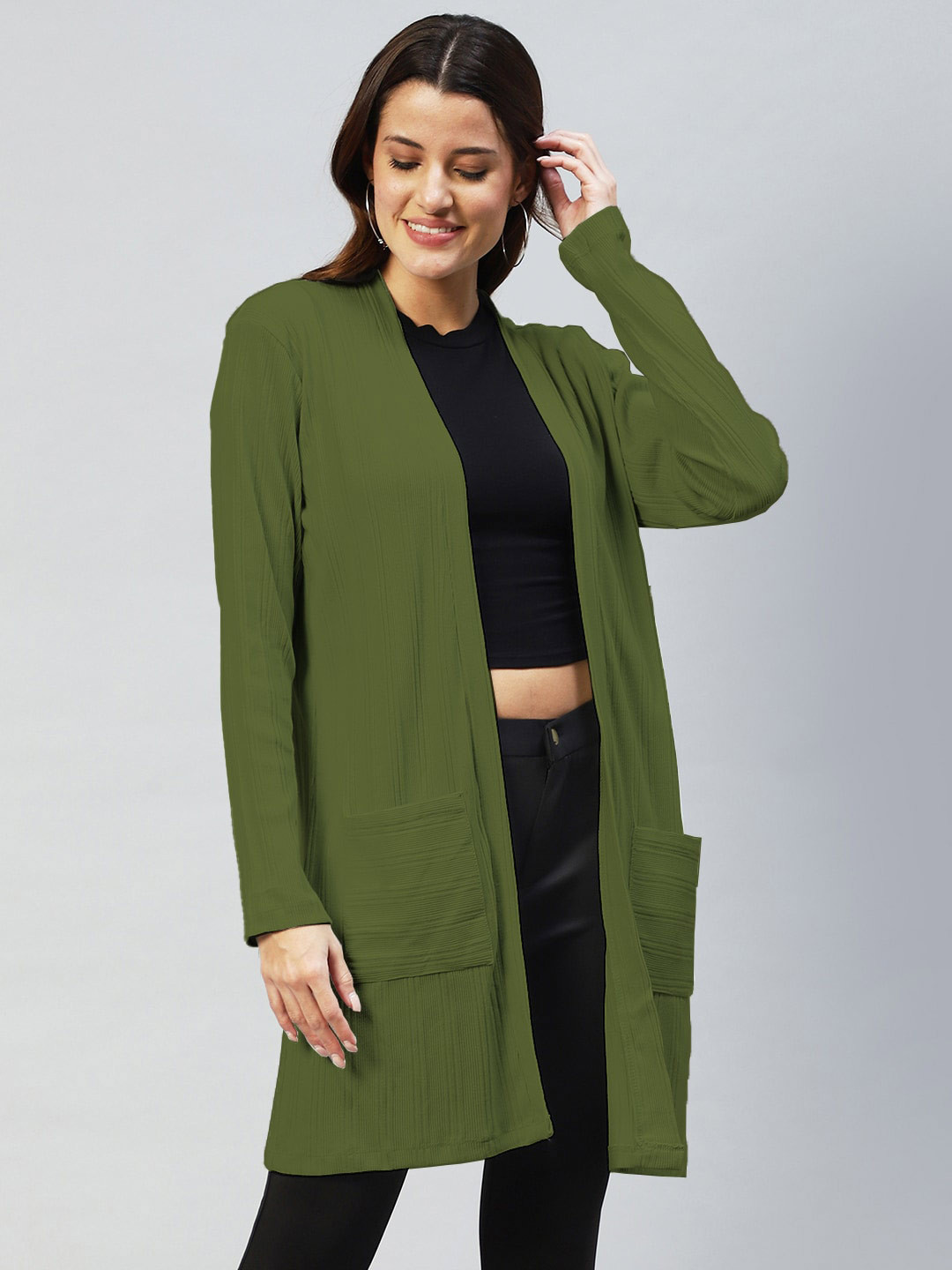 Buy Rigo Solid Open Front Cotton Shrug - Shrug for Women 23519364 | Myntra