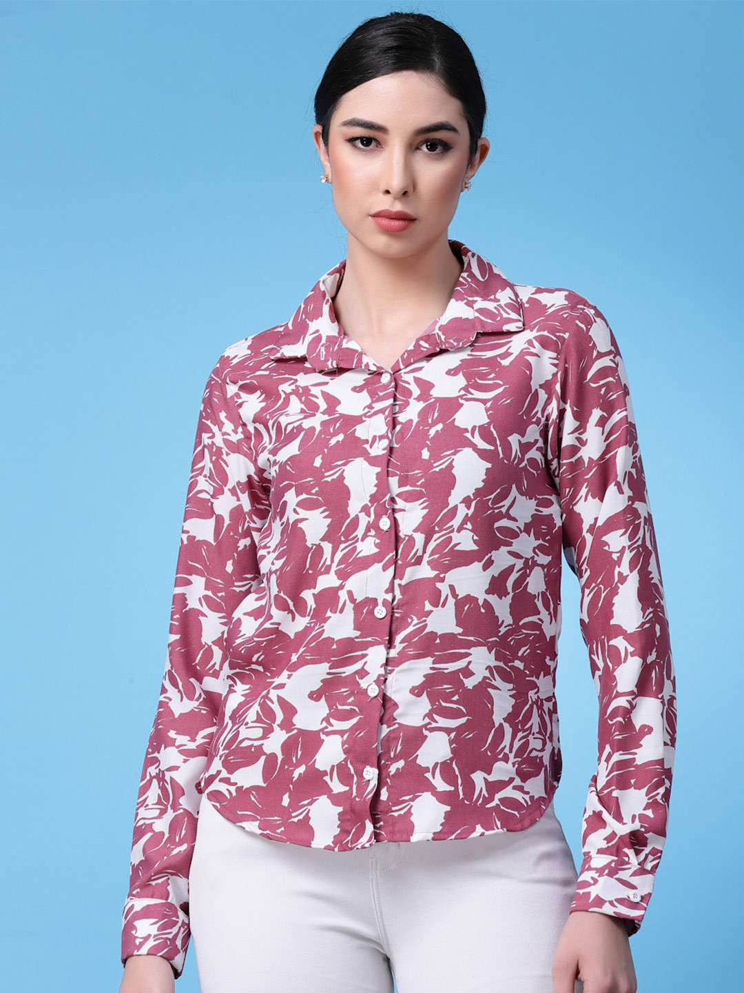 Buy Oomph! Standard Floral Printed Formal Shirt - Shirts for Women ...