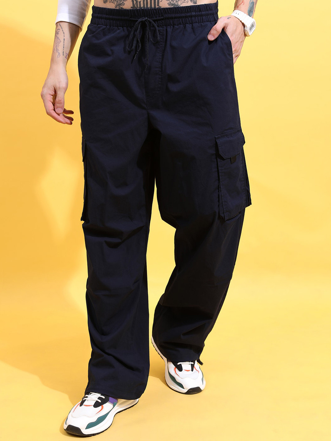 Buy HIGHLANDER Men Cotton Parachute Drop Crotch Relax Baggy Fit Cargo ...