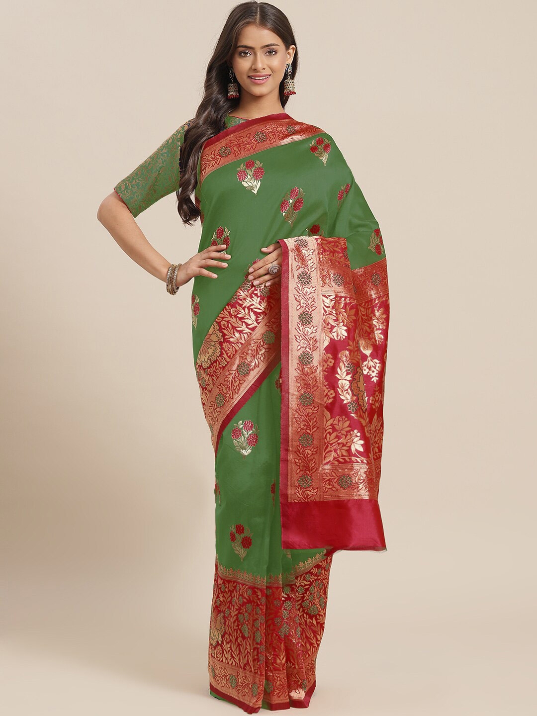 Buy Chhabra 555 Green Ethnic Motifs Woven Design Zari Banarasi Sarees ... Buy Chhabra 555 Green Ethnic Motifs Woven Design Zari Banarasi Sarees ...