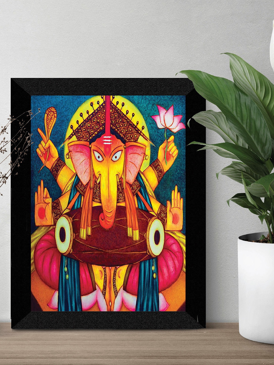 Buy SAF Blue & Yellow Lord Ganesha Printed UV Coating Wall Art - Wall ...