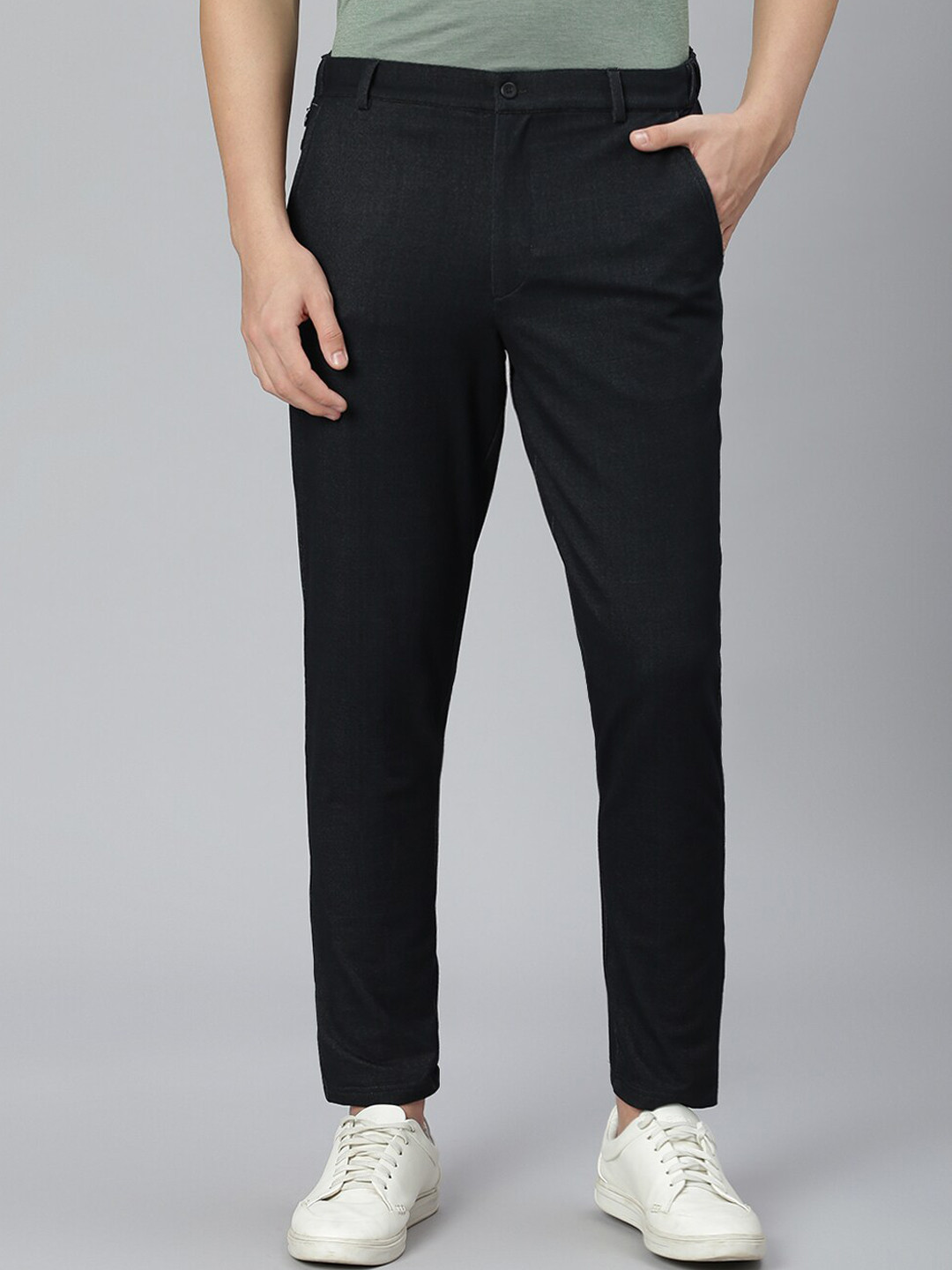 Buy Slowave Men Straight Fit High Rise Cotton Denim Chino Trousers ...