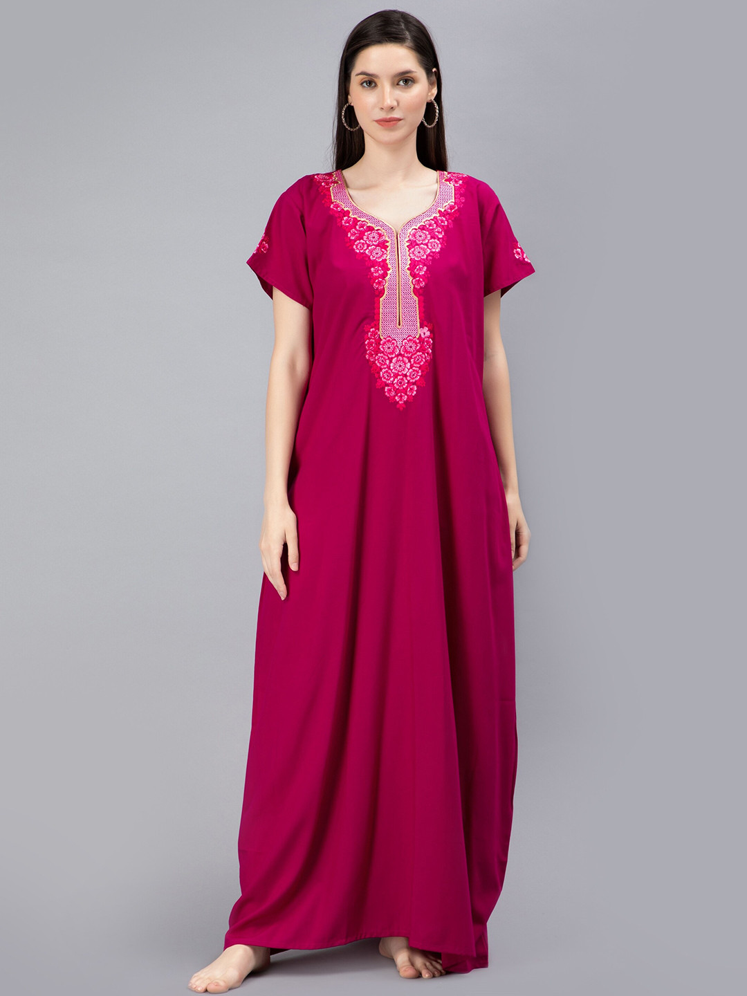 Buy NIGHTSPREE Embroidered Maxi Nightdress - Nightdress for Women ...