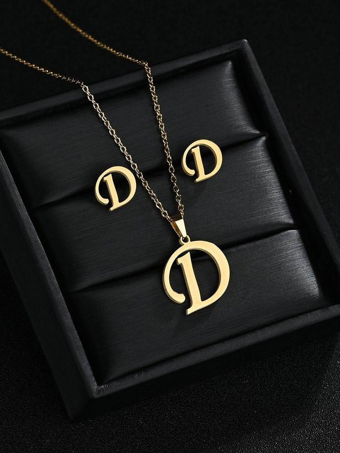 Buy MYKI Gold Plated Alphabet D Letter Pendant With Earring - Jewellery ...