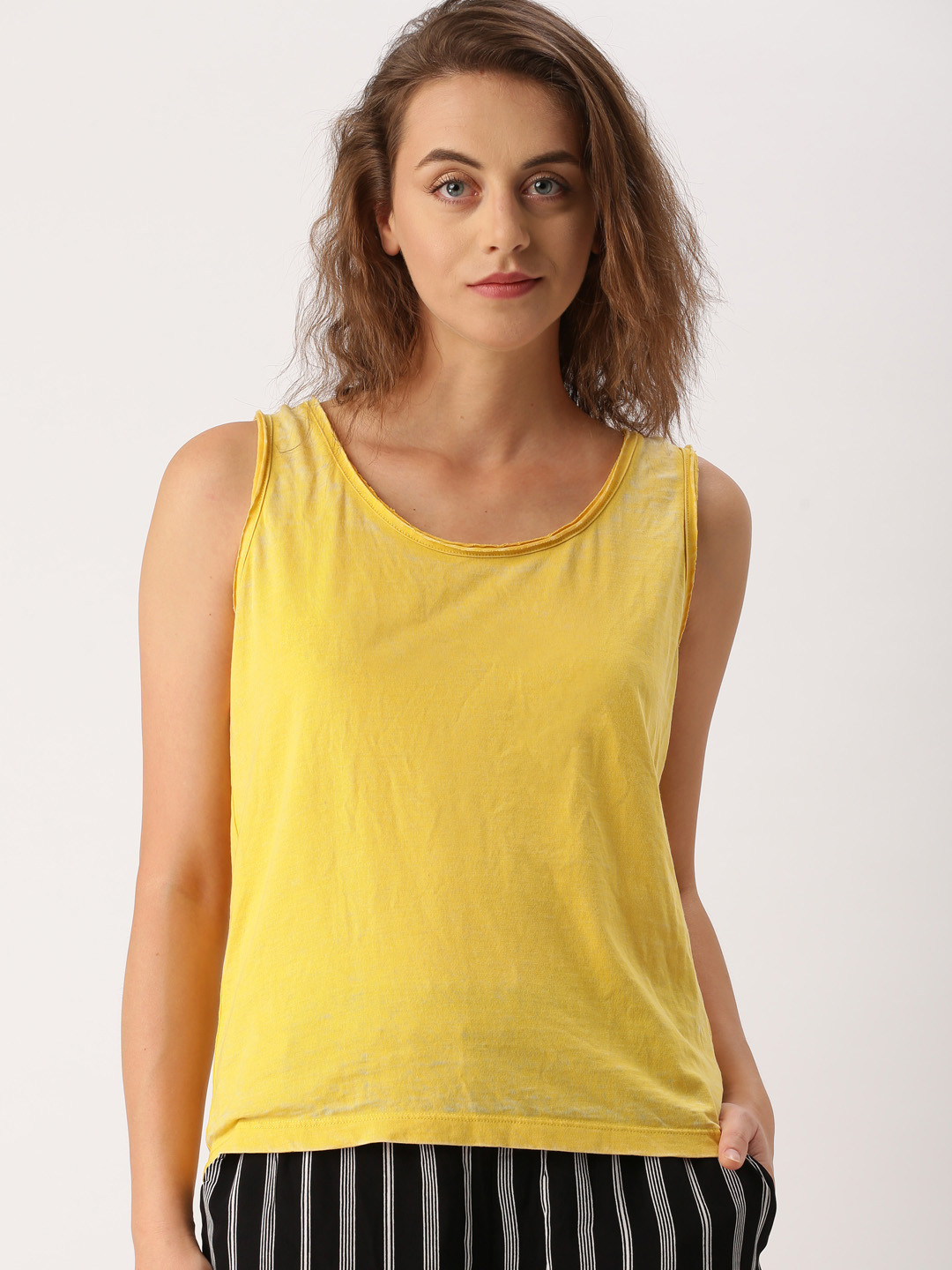 Buy Ms. Taken By Kriti Sanon Women Mustard Yellow Solid Top - Tops for ...