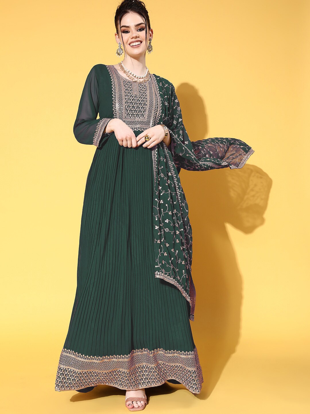 Buy Chhabra 555 Green Embroidered Anarkali Ethnic Gown - Ethnic Dresses ... Buy Chhabra 555 Green Embroidered Anarkali Ethnic Gown - Ethnic Dresses ...