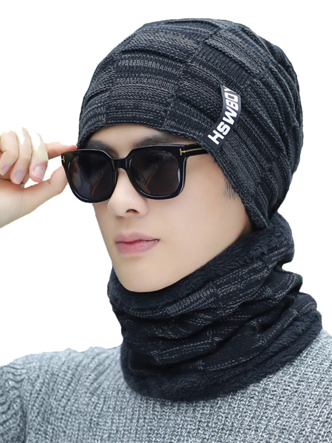 Buy Alexvyan Men Wind Proof Wool Thermal Cap & Scarf - Caps for Men ...