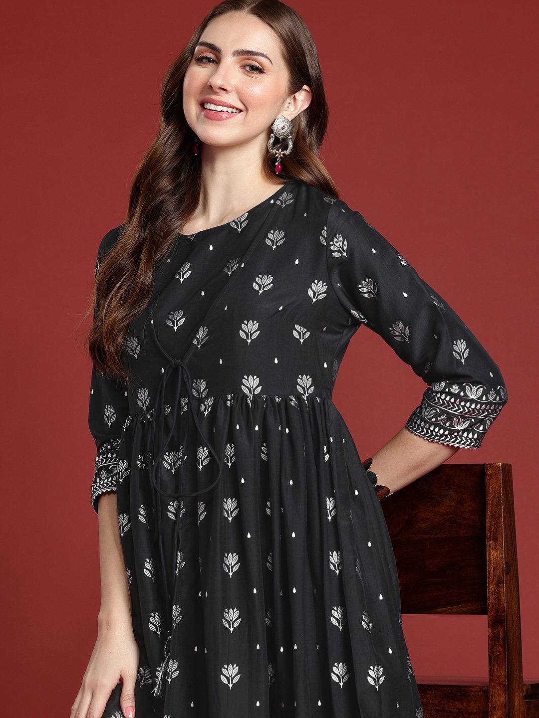 Buy Anouk Women Ethnic Motifs Printed Crop Top With Trousers And Jacket