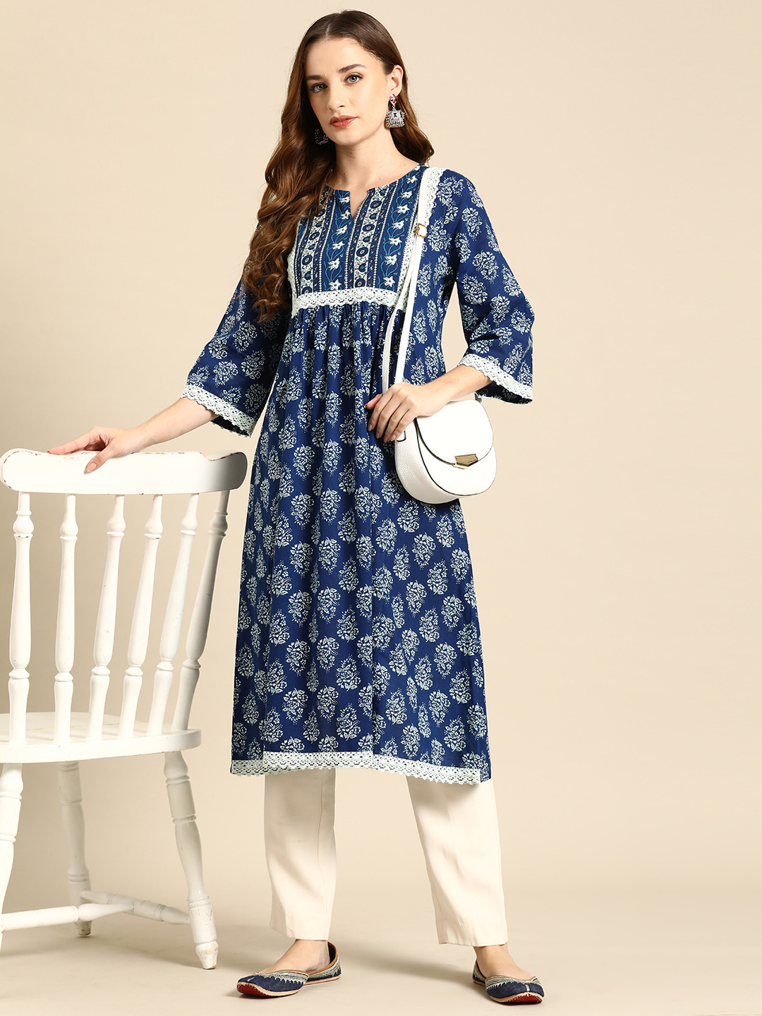 Buy Anouk Cotton Floral Print A Line Kurta - Kurtas for Women 23544850 ...