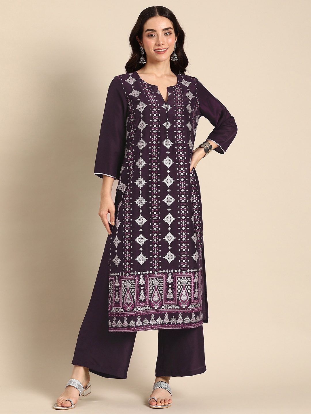 Buy Anouk Ethnic Motifs Printed Kurta With Palazzos Kurta Sets For