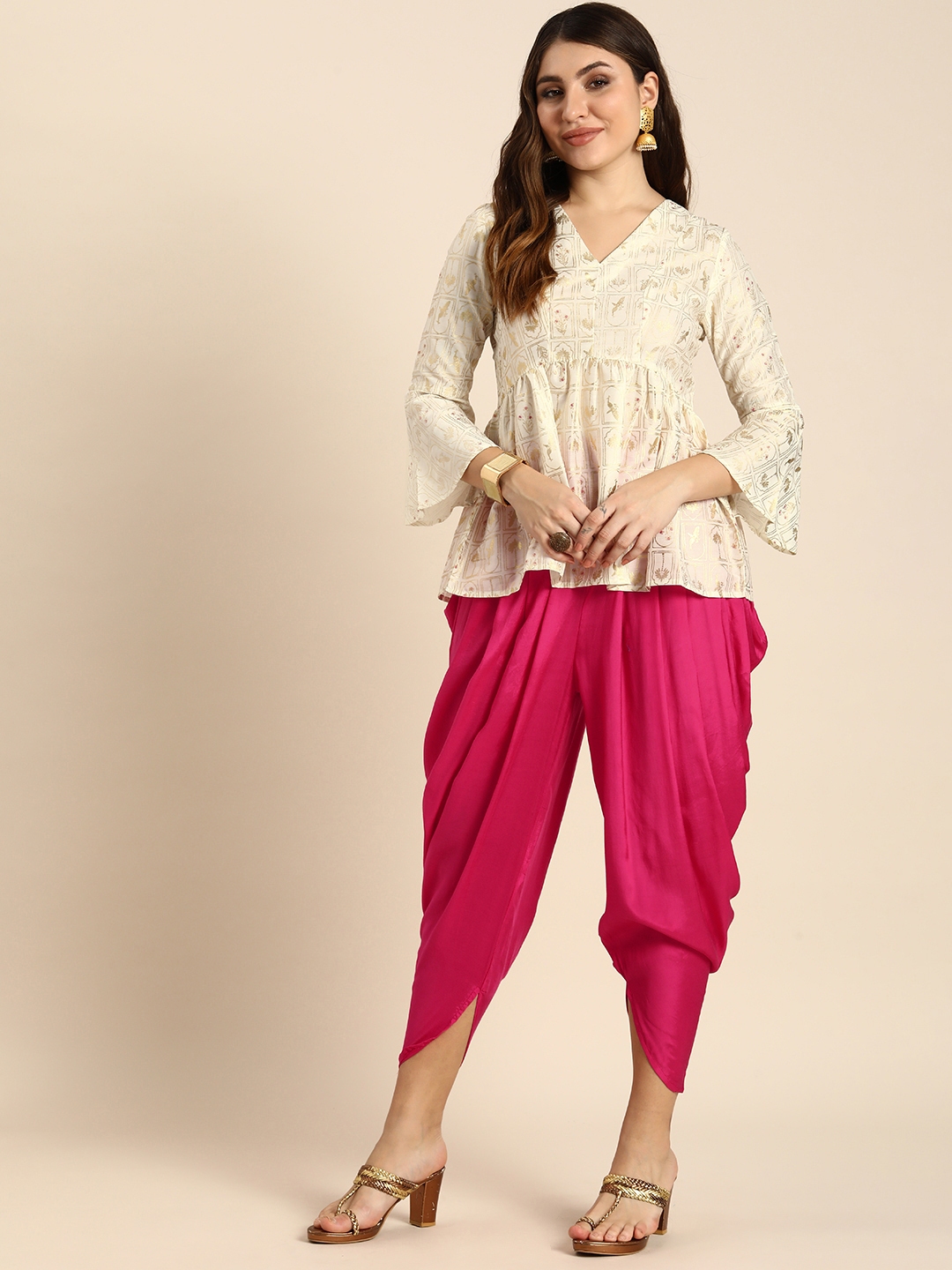 Buy Anouk Women Ethnic Motifs Printed Empire Kurti With Dhoti Pants