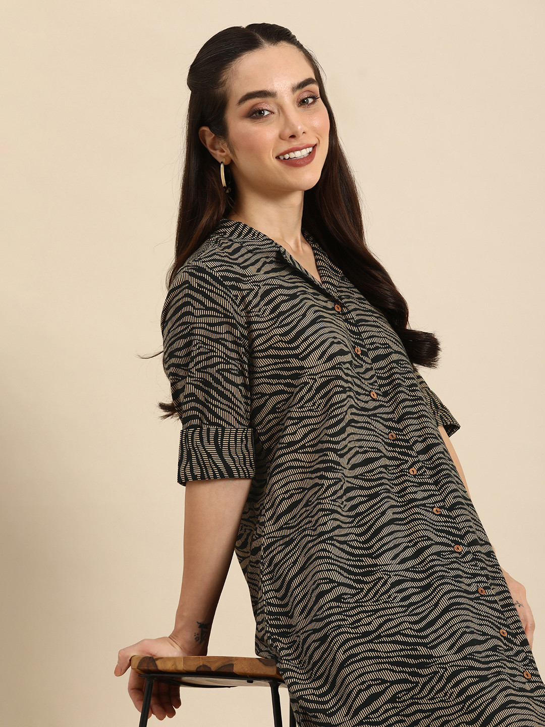 Buy Anouk Printed Pure Cotton Shirt Style Kurta - Kurtas for Women ...