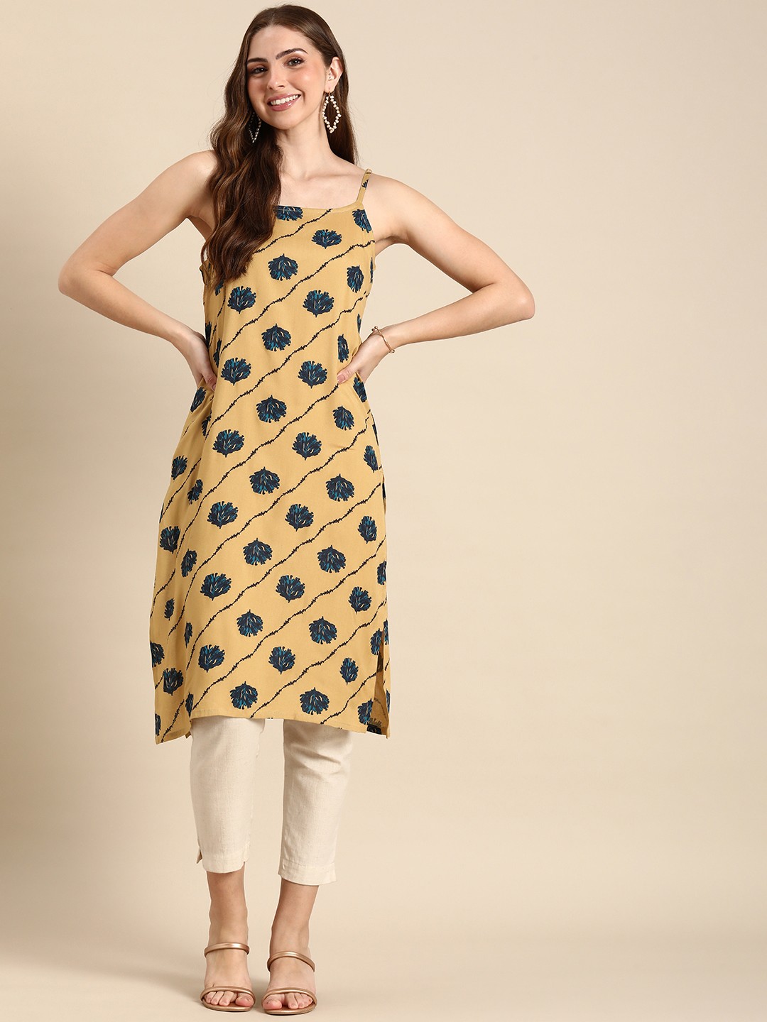 Buy Anouk Ethnic Motifs Printed Sleeveless Kurta Kurtas For Women