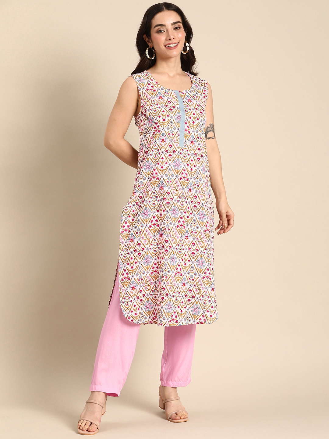 Buy Anouk Women Ethnic Motifs Printed Regular Kurta With Trousers