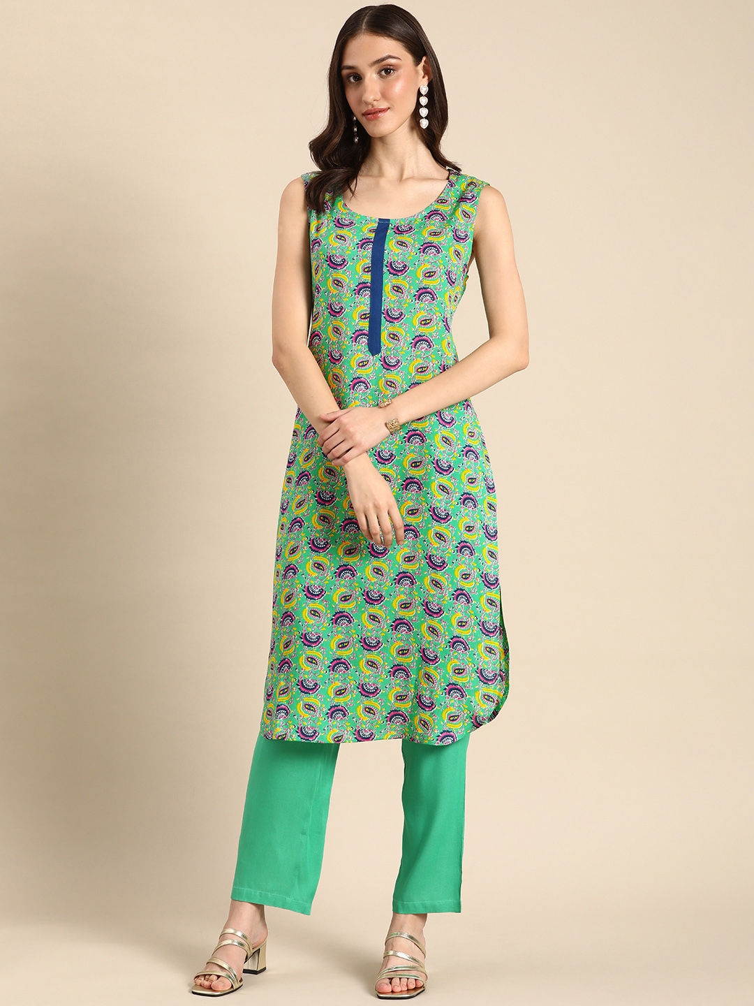 Buy Anouk Women Ethnic Motifs Printed Regular Kurta With Trousers