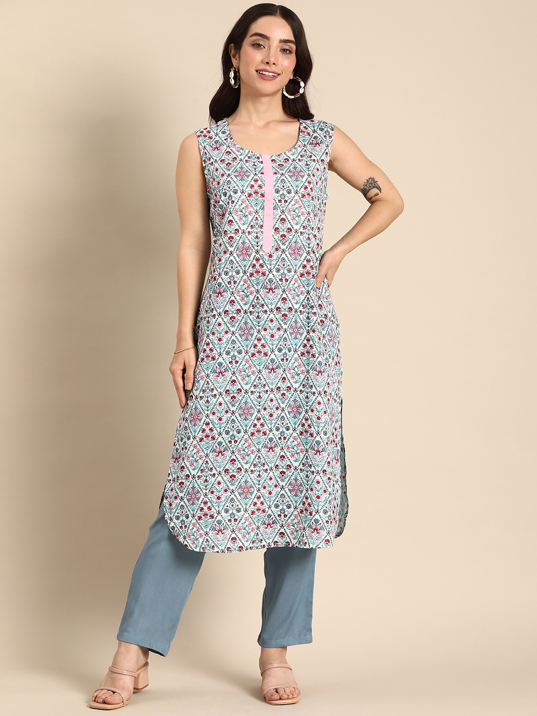 Buy Anouk Women Ethnic Motifs Printed Regular Kurta With Trousers