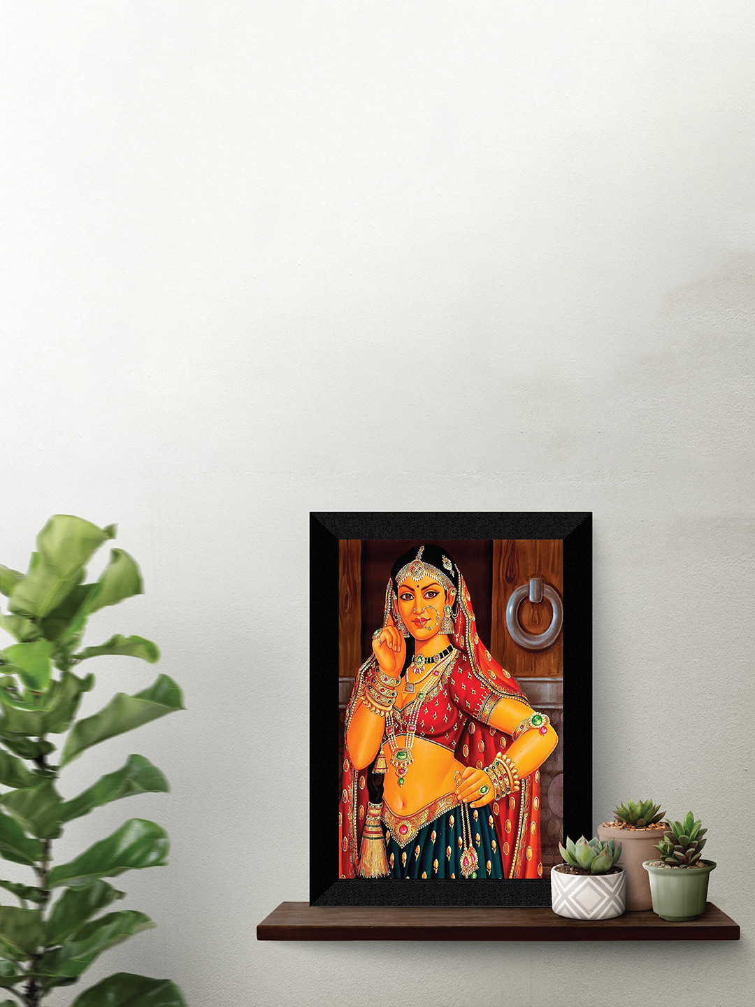 Buy SAF Red & Orange Big Traditional Rajasthani Woman Painted Framed ...
